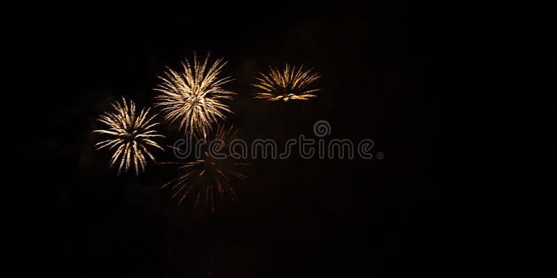 Three Fireworks in Night Sky. Stock Image - Image of party, festival ...