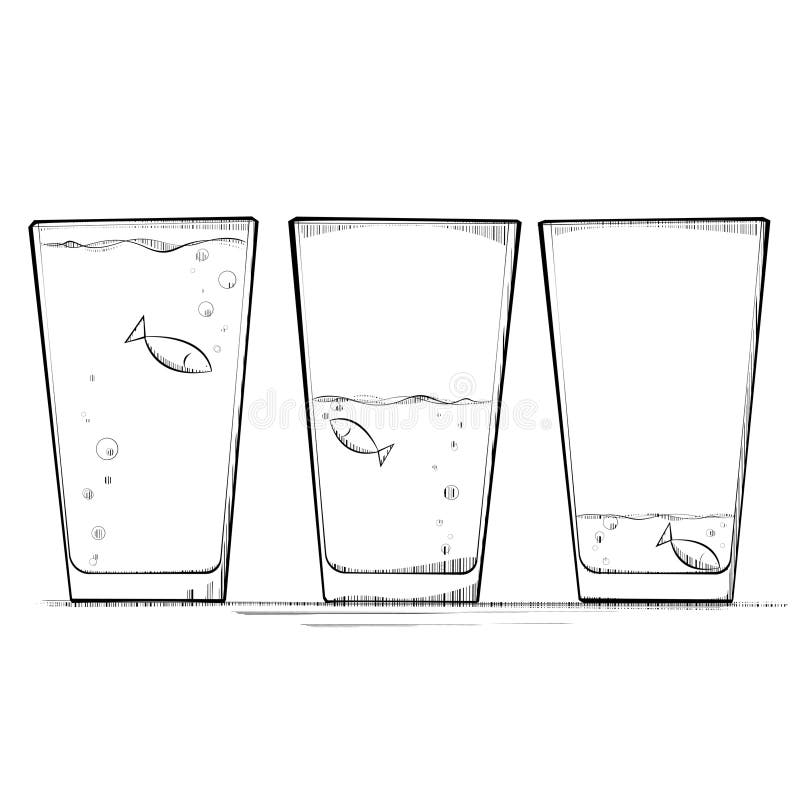 Three Fish in Three Glasses Stock Vector - Illustration of society ...