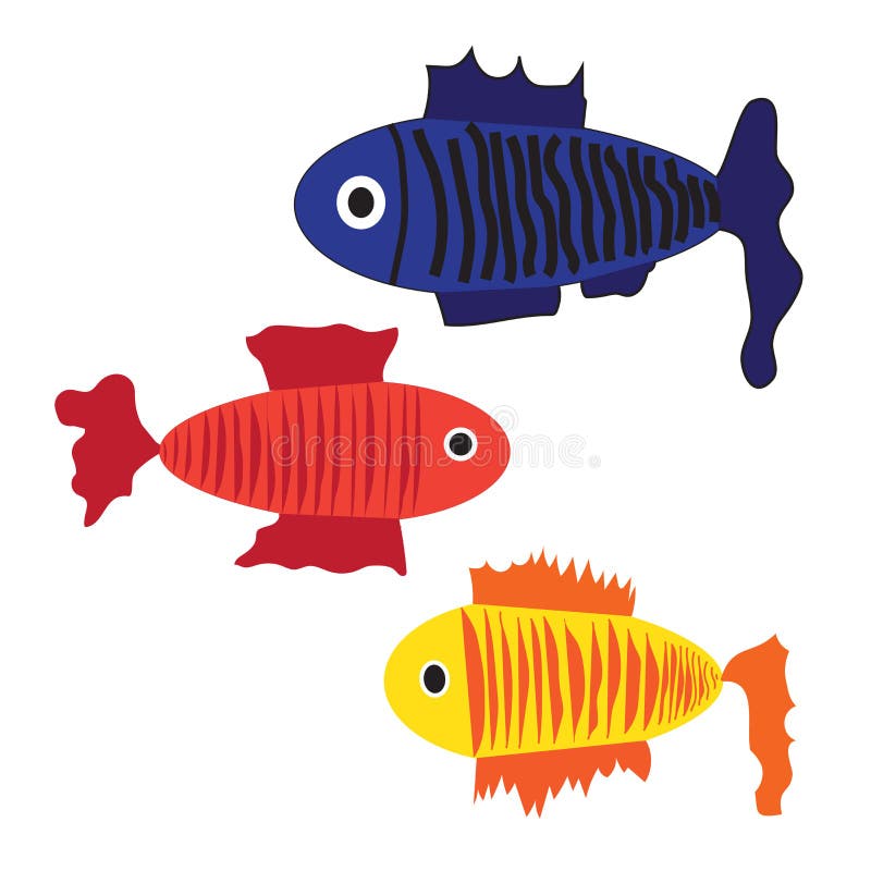 Three Fish. Vector Illustration Stock Vector - Illustration of blue ...