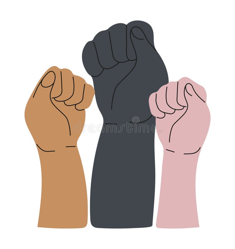 Three Fists of Different Races, Symbolizing Unity and Support in the ...