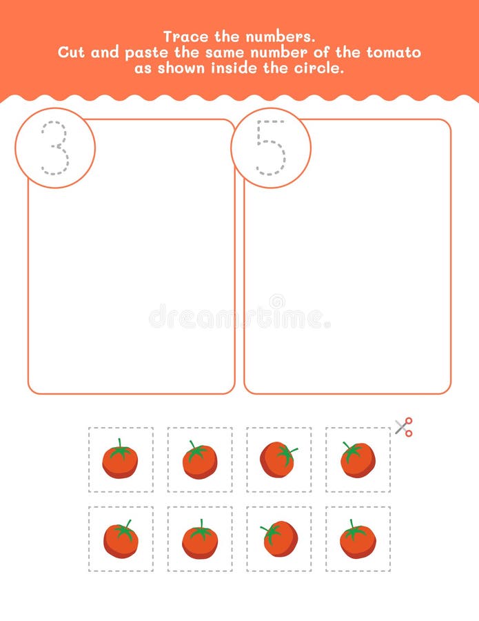 Five and Three Counting and Tracing Number Worksheet. Cut and Paste ...