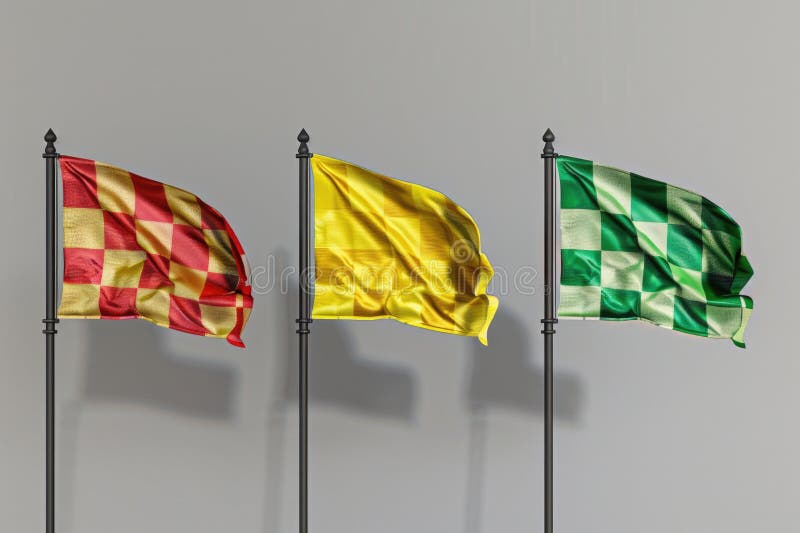 Three Flags Flying Together, Representing Different Nations or ...
