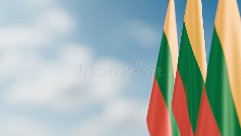 Three Flags of Lithuania, Hanging Decoratively from a Flagpole Stock ...