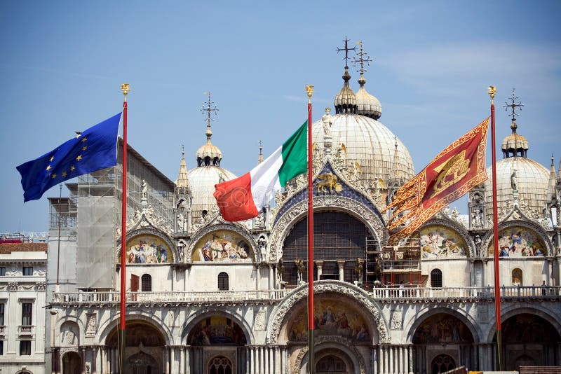 Three flags of Spain stock image. Image of building, tourism - 23711013