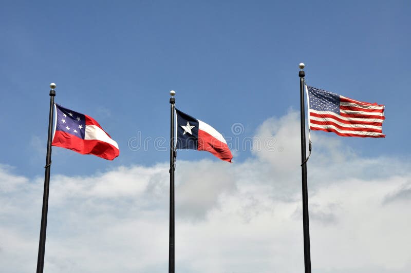 Three flags of Texas stock image. Image of camp, confederate - 25550355