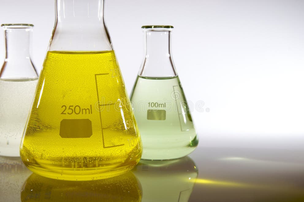 Three flasks stock image. Image of instrument, experiment - 12659411