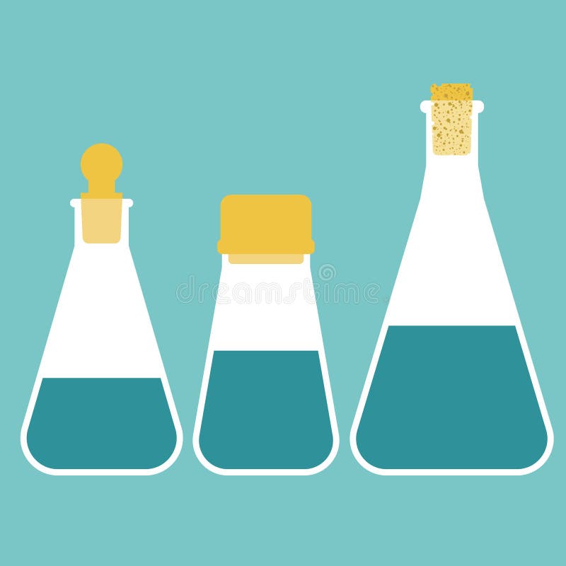 Three Flasks of Different Volume. Stock Vector - Illustration of ...