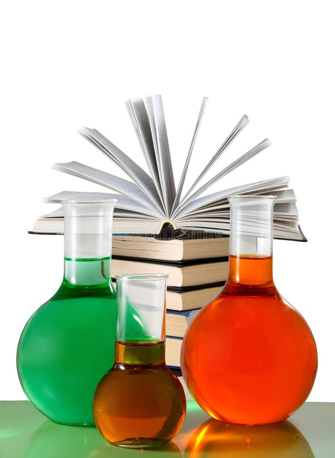 Three Flasks with Colored Liquid Reagents. Stock Photo - Image of blue ...