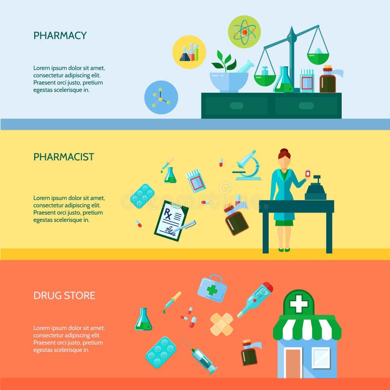 Pharmacist Banner Set stock vector. Illustration of advertising - 210230877
