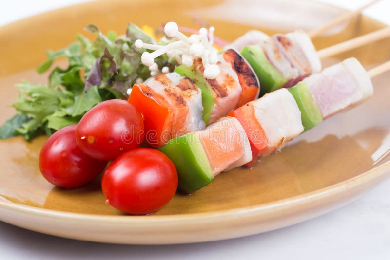 Three Flavored Fish Barbeque Stock Image - Image of kebabs, bright ...