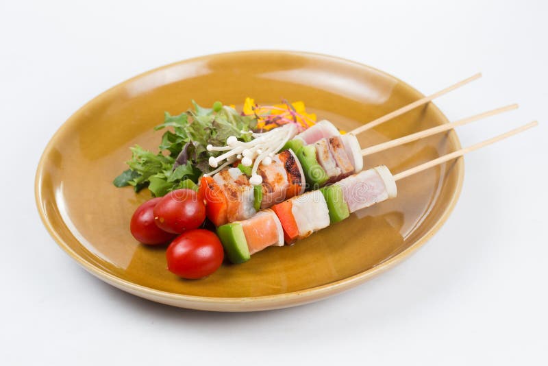 Three Flavored Fish Barbeque Stock Photo - Image of kebab, barbequed ...