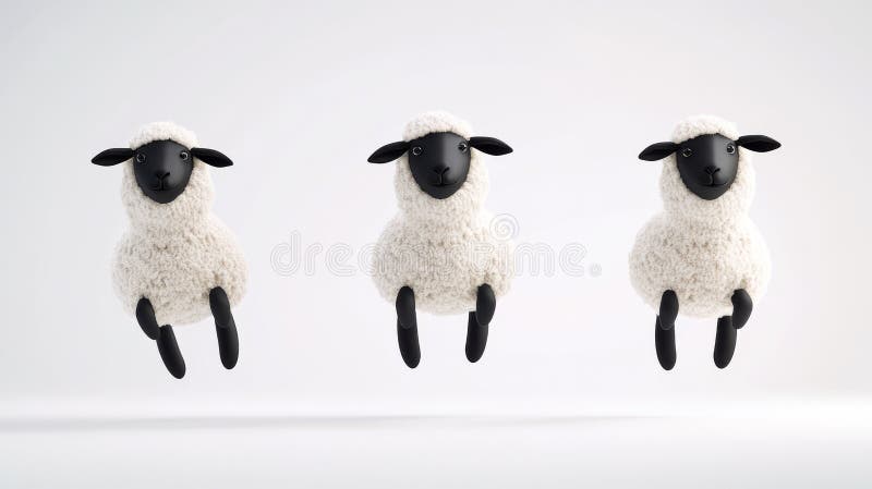 Three Floating Sheep Minimalist 3D Render, Sheep, Lamb Stock ...