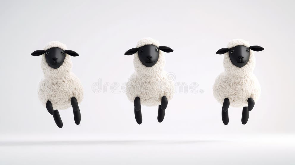 Three Floating Sheep Minimalist 3D Render, Sheep, Lamb Stock ...