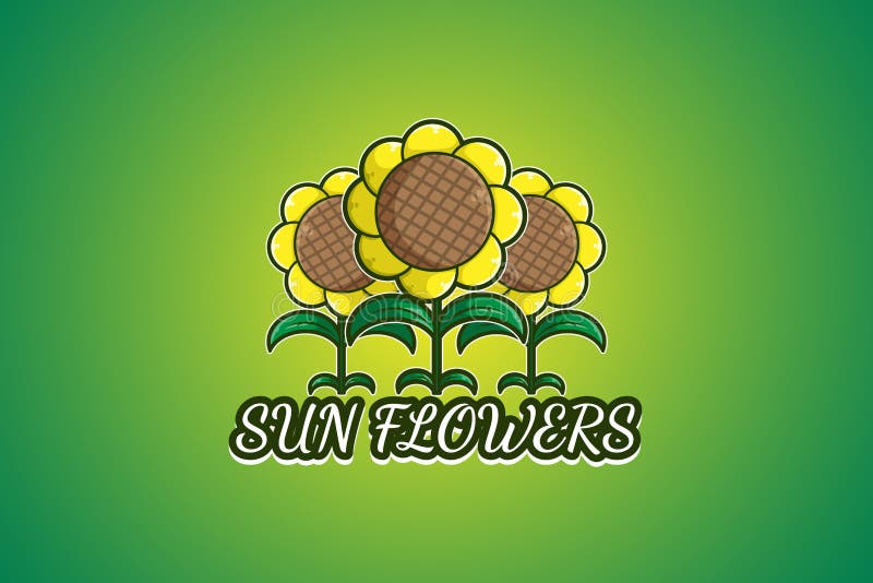 Three Flowers Logo Cartoon Illustration Stock Vector - Illustration of ...