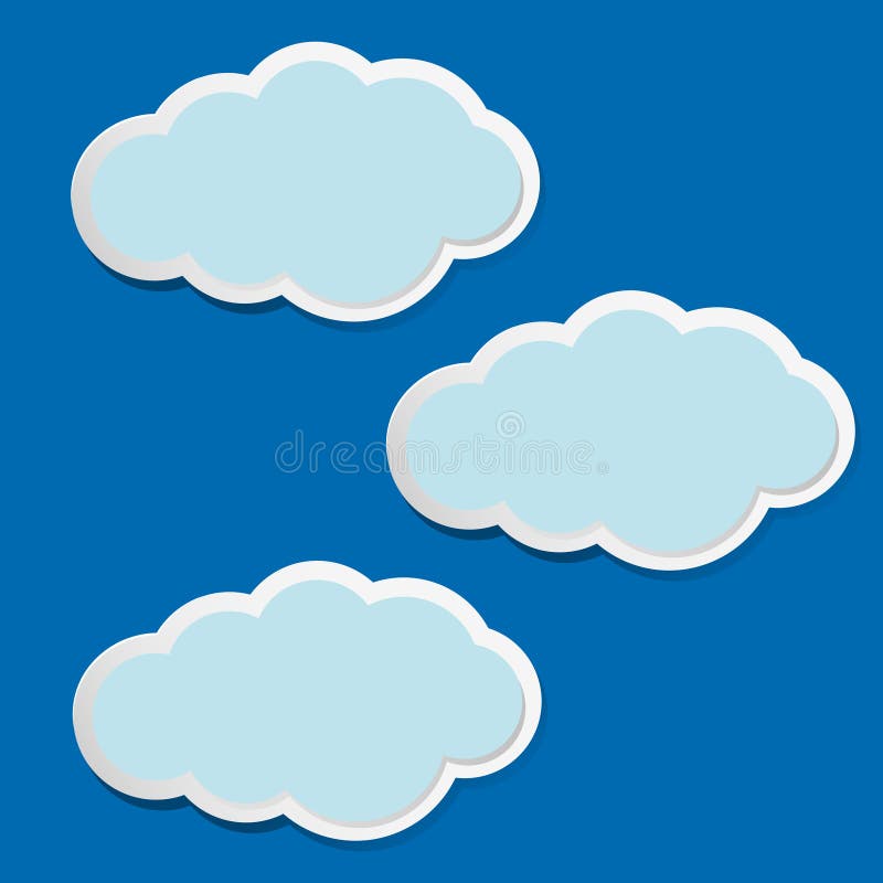 Three Fluffy Clouds on Blue Sky Stock Vector - Illustration of effect ...