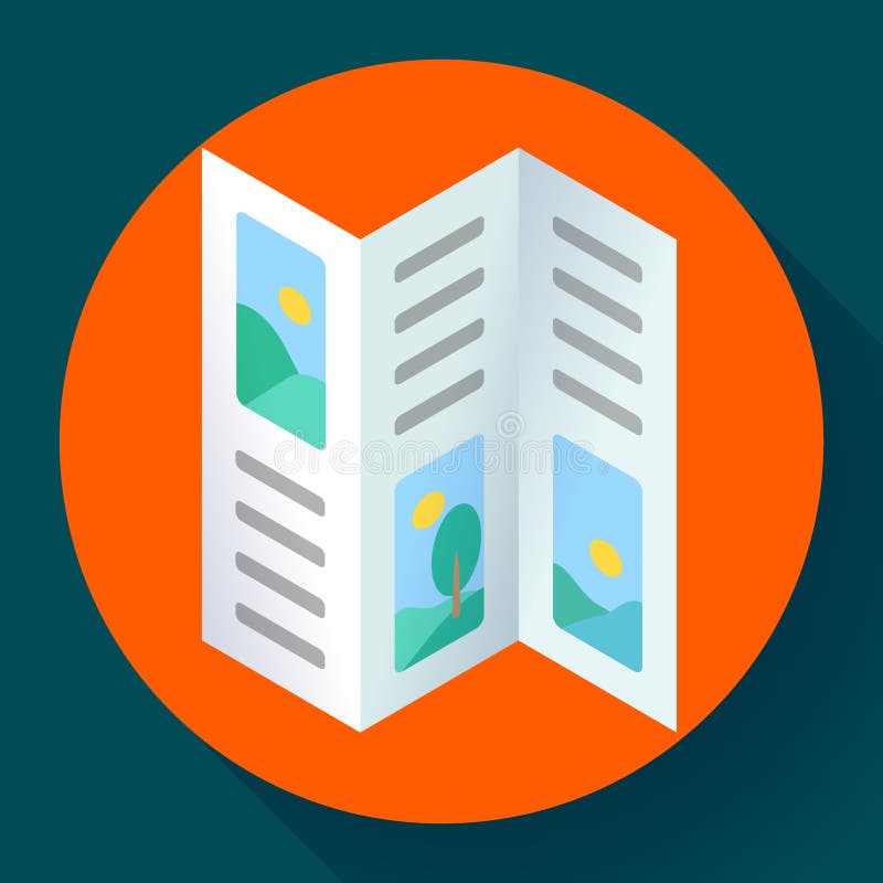 Three-fold Brochure Icon Flat Style Vector Illustration Stock Vector ...