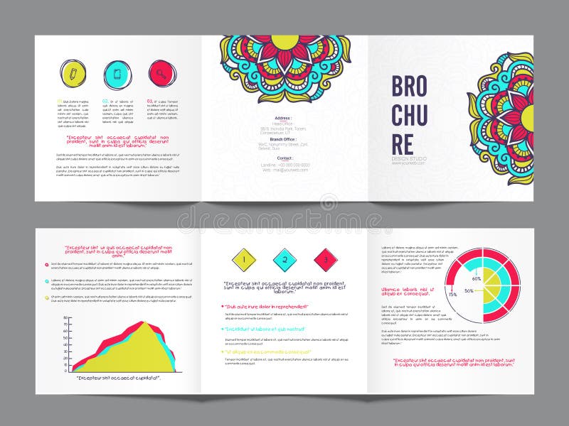 Three Fold, Creative Business Brochure Set. Stock Illustration ...