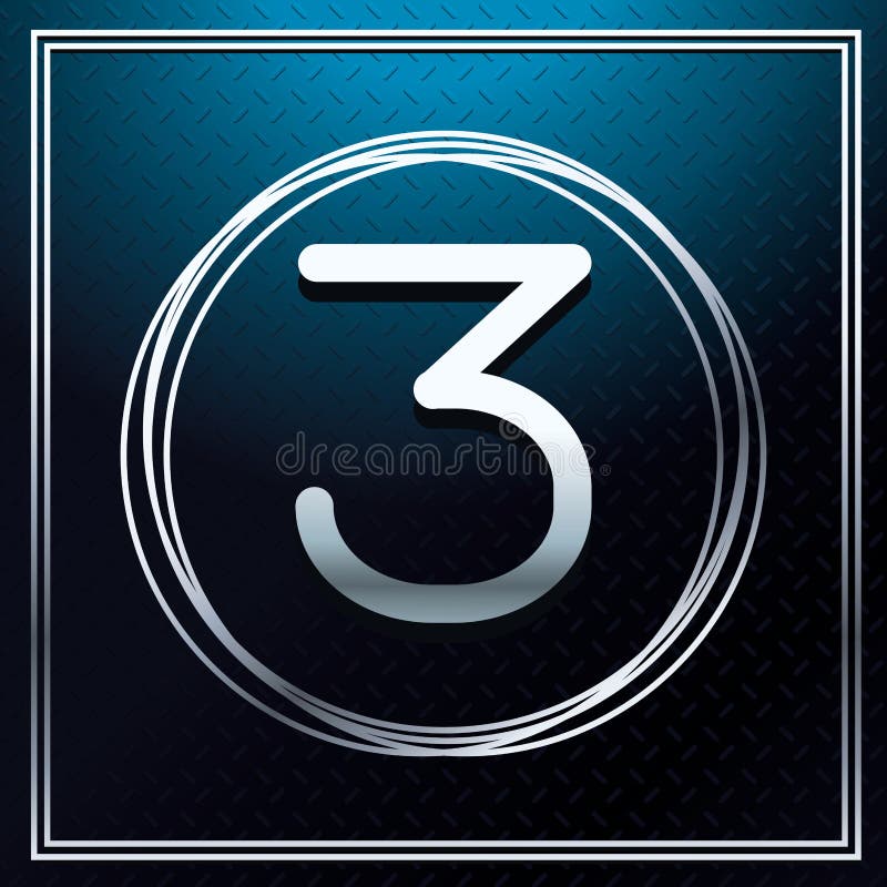 Three Font Number Over Metallic Texture Stock Vector - Illustration of ...