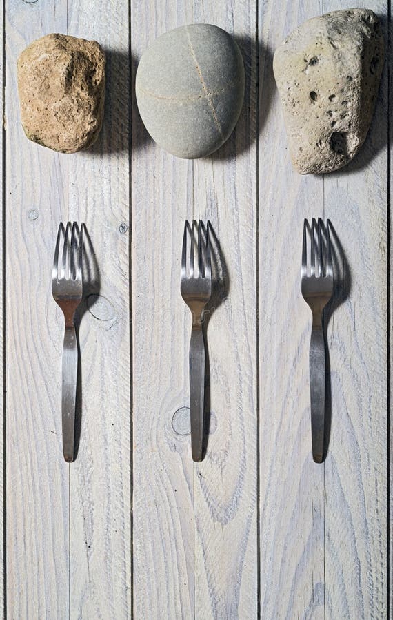 Three Forks and Three Stones Stock Photo - Image of wood, hunger: 38667960