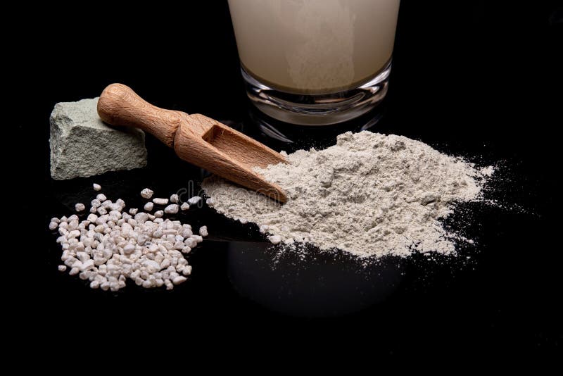 Three Forms of Natural Zeolite on Black Background Stock Image - Image ...