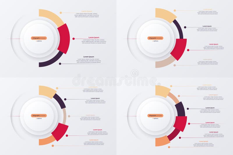 Three Four Five Six Option Circle Infographic Diagrams. Vector ...