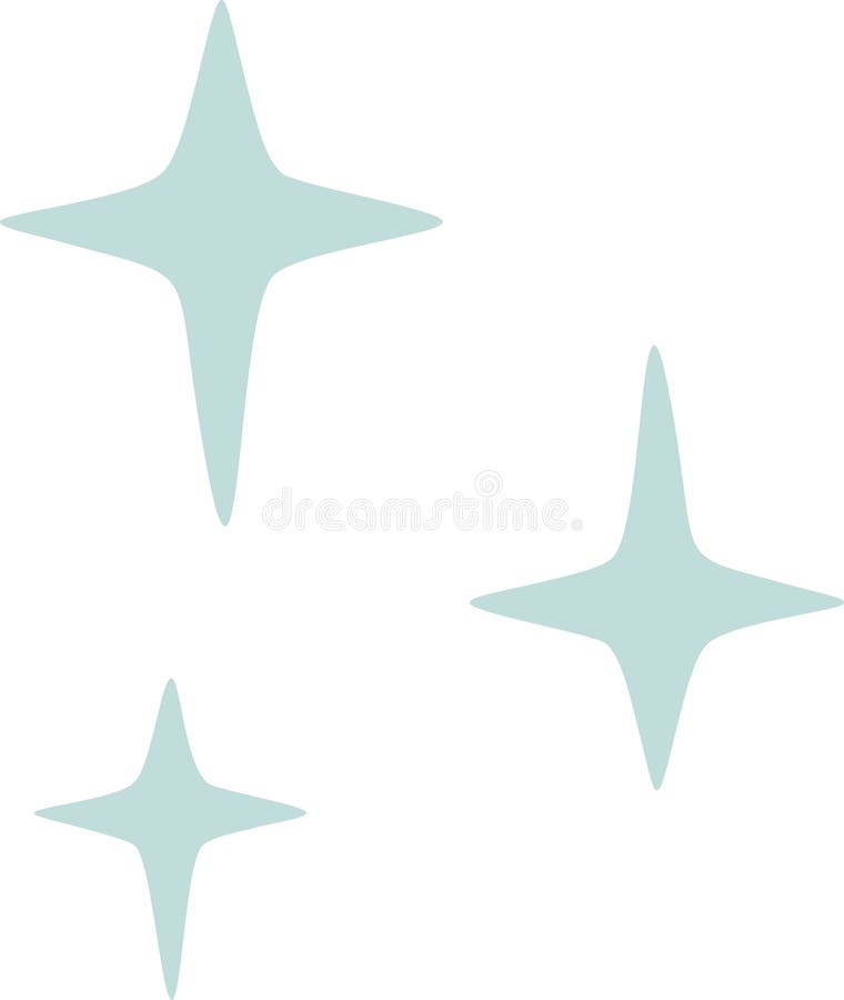 Three Four Pointed Light Blue Stars Shining Brightly Against a Clean ...