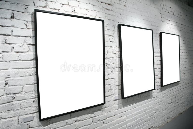 Three frames on brick wall stock photo. Image of paints - 4207128