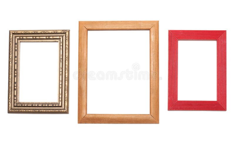 Three Frames for Photography Stock Image - Image of golden, wood: 11155267