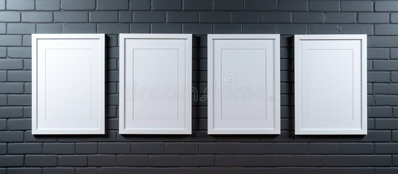 Three Frames on White Wall with Black Background Stock Illustration ...
