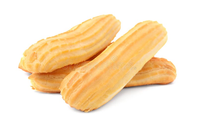 Three Fresh Delicious Eclairs Isolated on White Stock Image - Image of ...