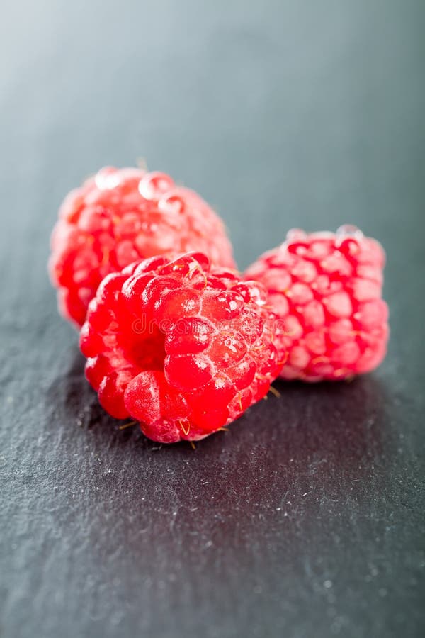 Three Fresh Juicy Wet Raspberries Stock Photo - Image of refreshment ...