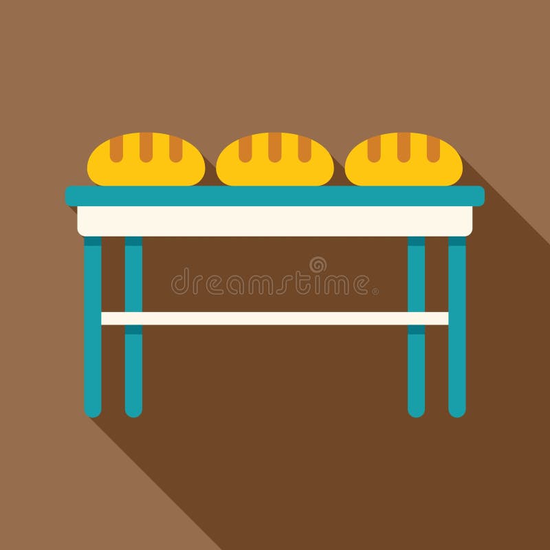 Bakery Table Displaying Freshly Baked Bread Loaves in a Row Stock ...