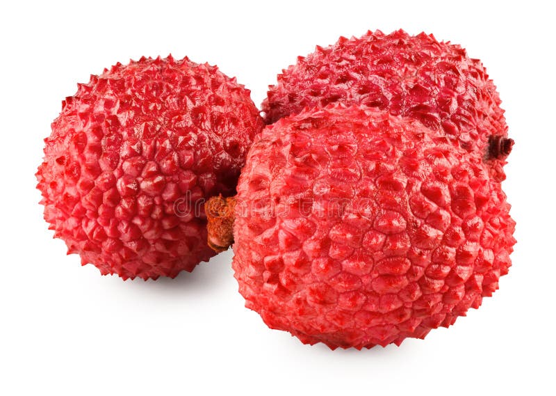 Three Fresh Lychee Isolated on White Background. Macro Stock Image ...