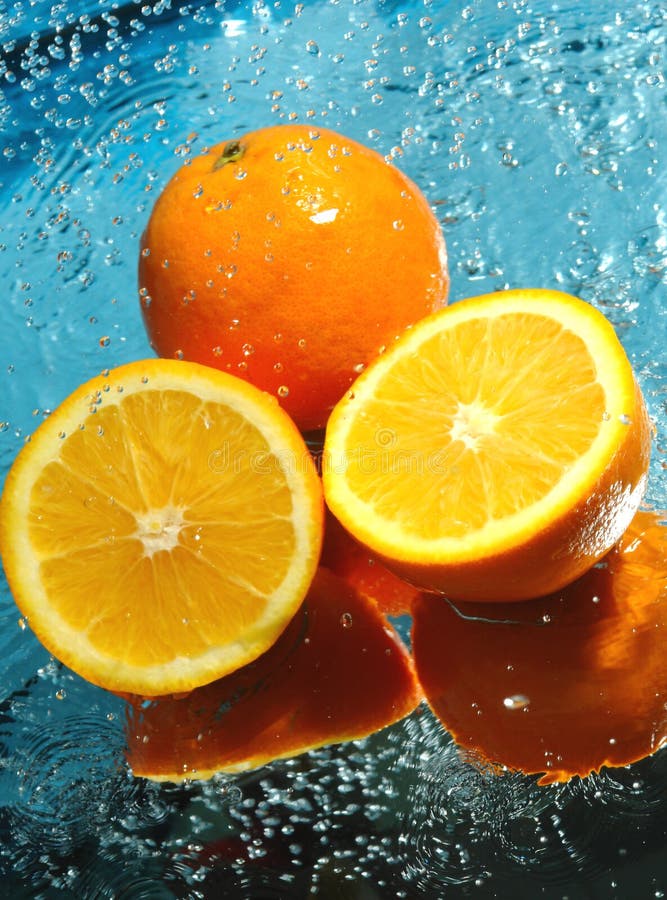 Three Fresh Oranges Composition Stock Image - Image of blue, juicy ...