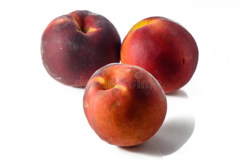 Three Fresh Peaches with Leaves and Drops of Water Stock Image - Image ...