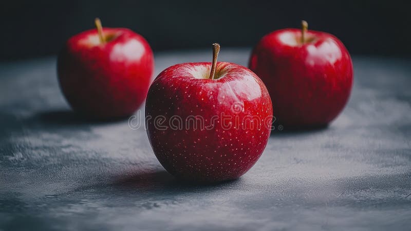 Fresh Red Apples on a Dark Surface in a Minimalistic Setting ...