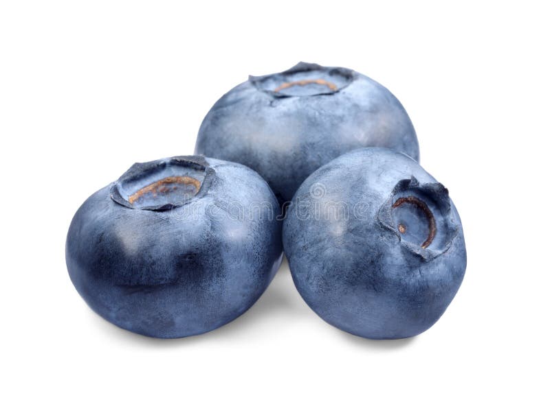 Three Fresh Ripe Blueberries Isolated on White Stock Image - Image of ...