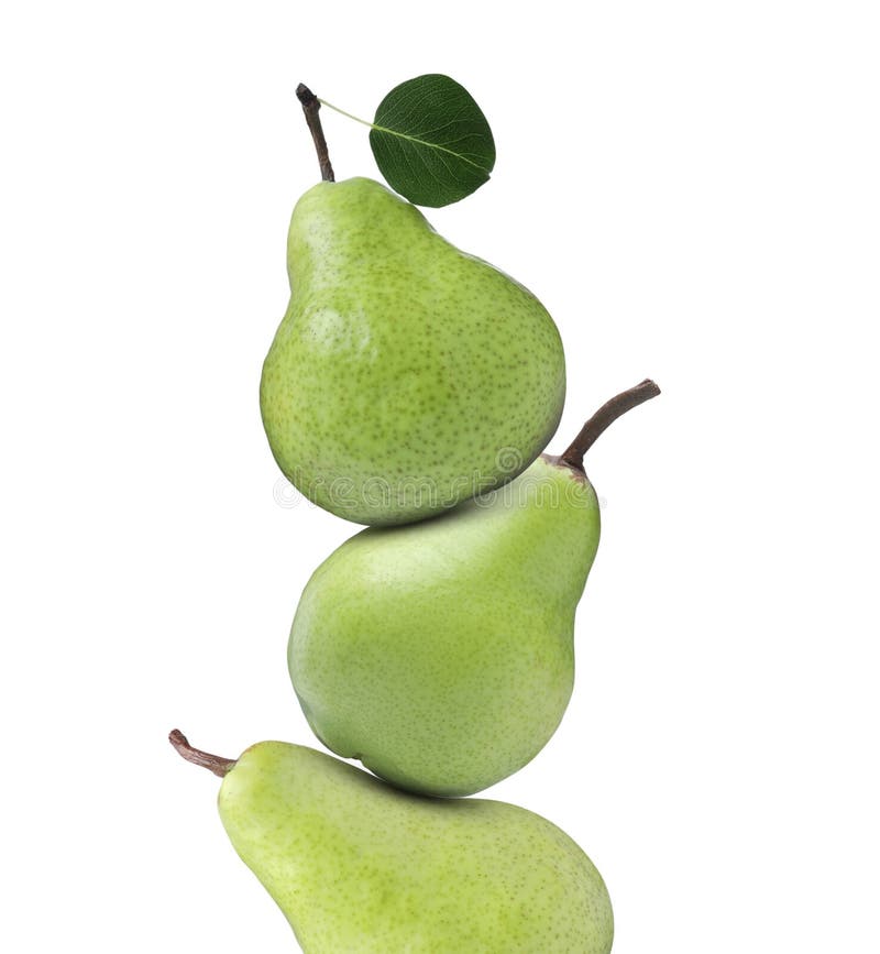 Three Fresh Ripe Pears on White Background Stock Photo - Image of ...