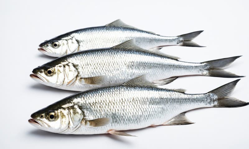 Three Raw Fish Lying in a Row Stock Illustration - Illustration of ...