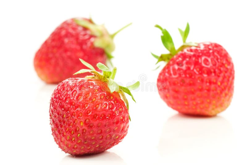 Three fresh strawberries stock image. Image of natural - 14863623