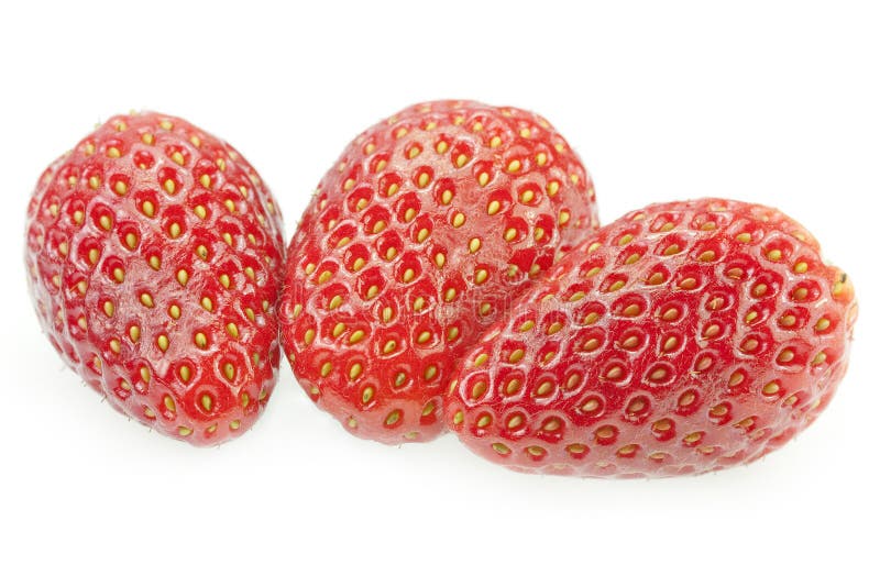 Three Fresh Strawberry Fruit Group Together Stock Image - Image of diet ...