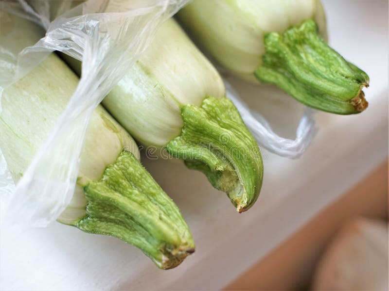 Three Fresh Vegetable Marrow Lies on Windowsill. Closeup, Top View ...