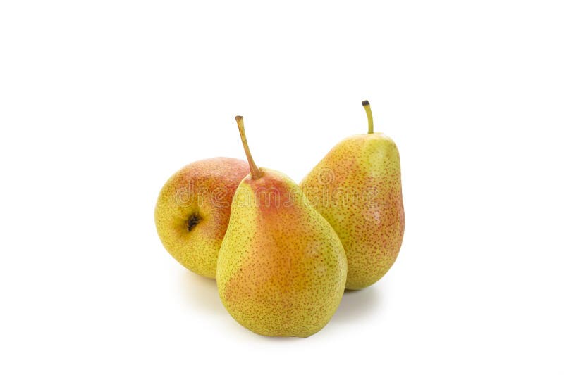 Three Fresh Yellow Pears without Leaves Placed Together Isolated Over ...