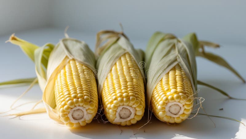 Three Freshly Harvested Ears Sweet Corn Stock Photos - Free & Royalty ...