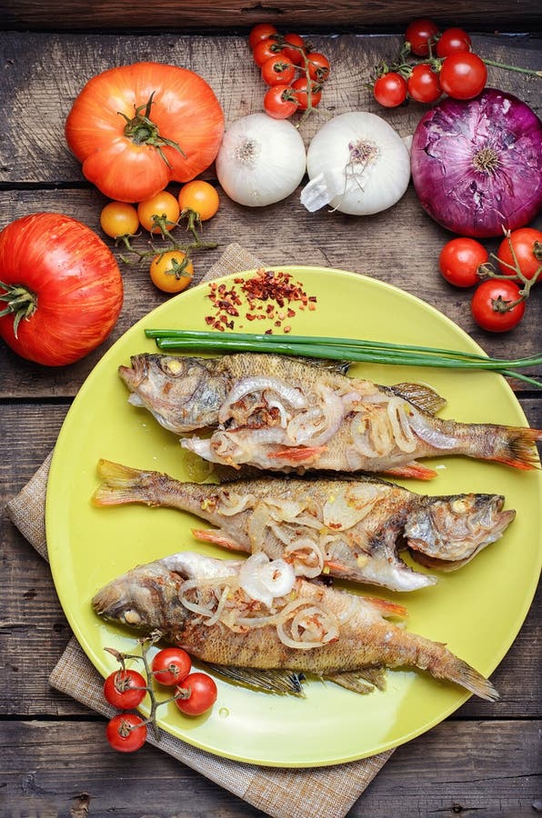 Three fried perch stock image. Image of fish, lunch, seafood - 75883863