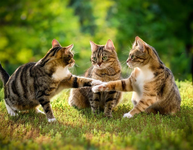 Three Friendly Cats Can Be Seen Communicating with Each Other Using ...