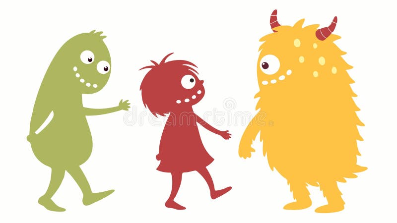 Three Friendly Monster Characters, Playful Creatures, Vector Design ...