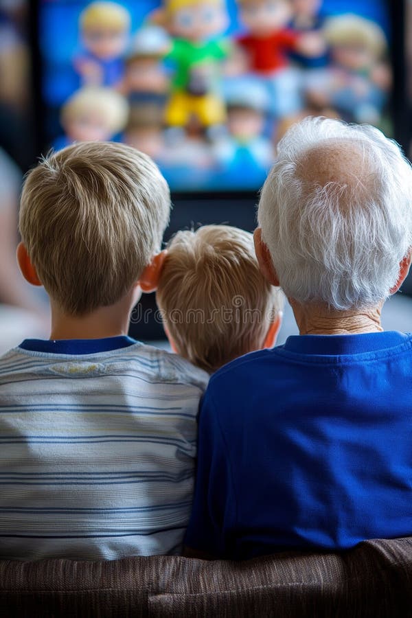 Three Friends Enjoying a Relaxing Evening Together Watching an ...