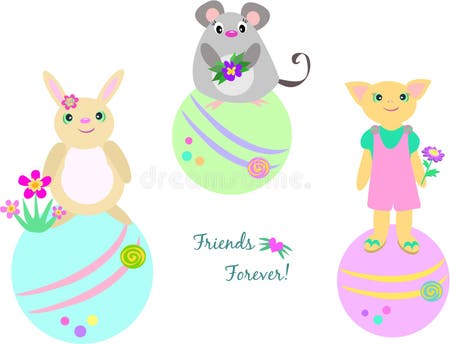 Three Friends Forever stock illustration. Illustration of bubbles ...