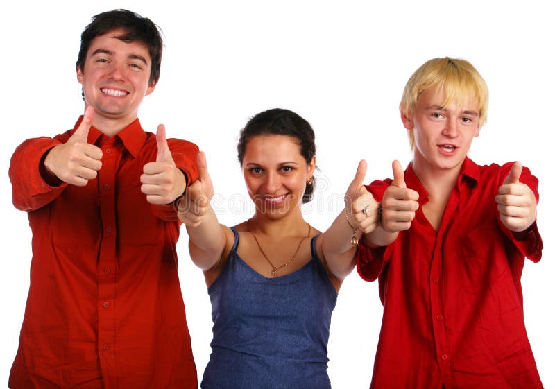 Three Friends Gives Gesture Stock Image - Image of smile, cheerful ...